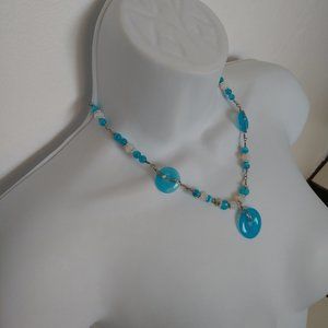 Hand Crafted | Jewelry | Aqua Blue Beaded Necklace With Hand Wrapped ...